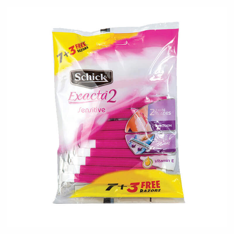 Schick Exacta 2 Sensitive Women Pink Razor 7+3 Free – Aldawaeya Pharmacy